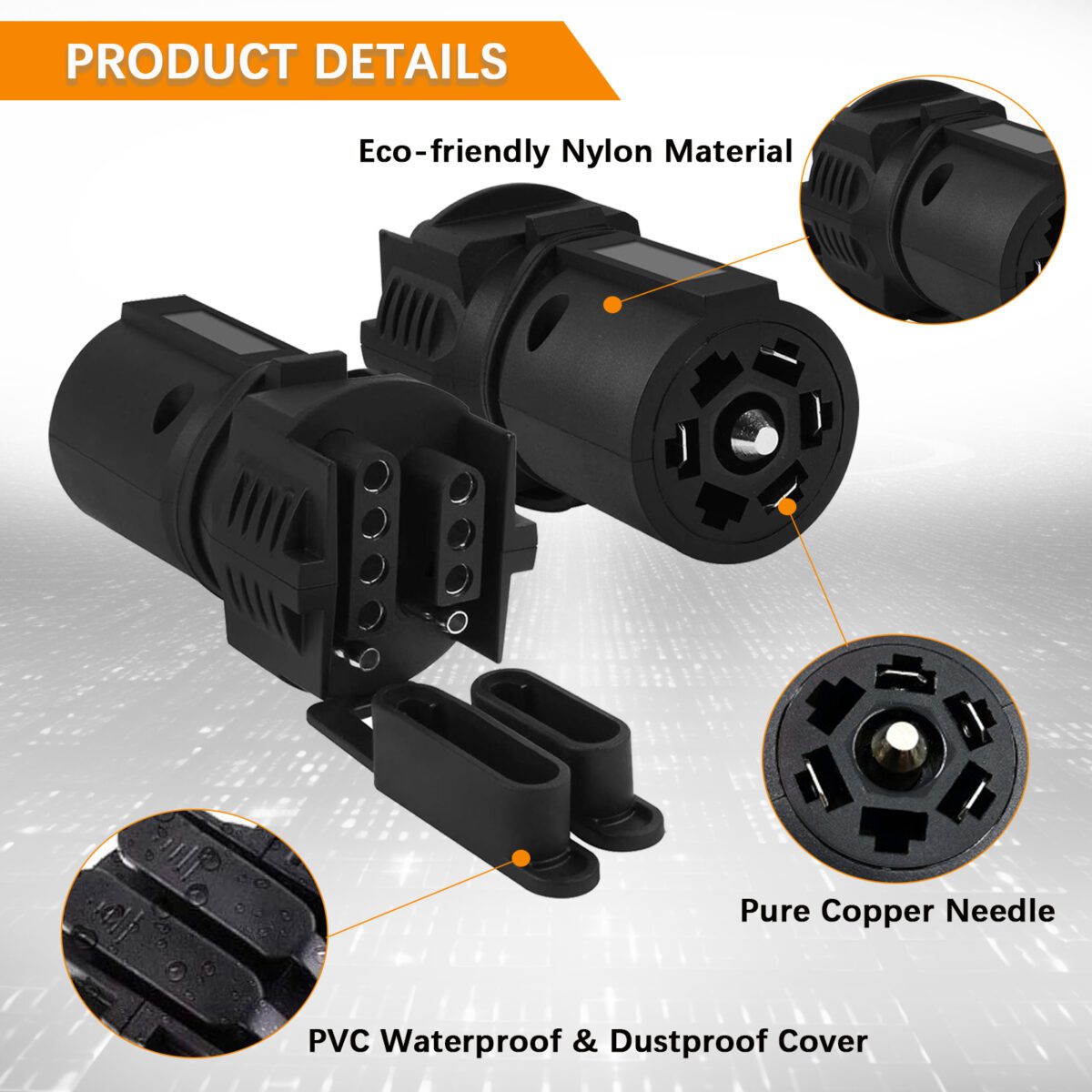 AMEXMART Trailer Plug Adapter 7 Pin Round to 4 and 5 Flat Blade Trailer ...