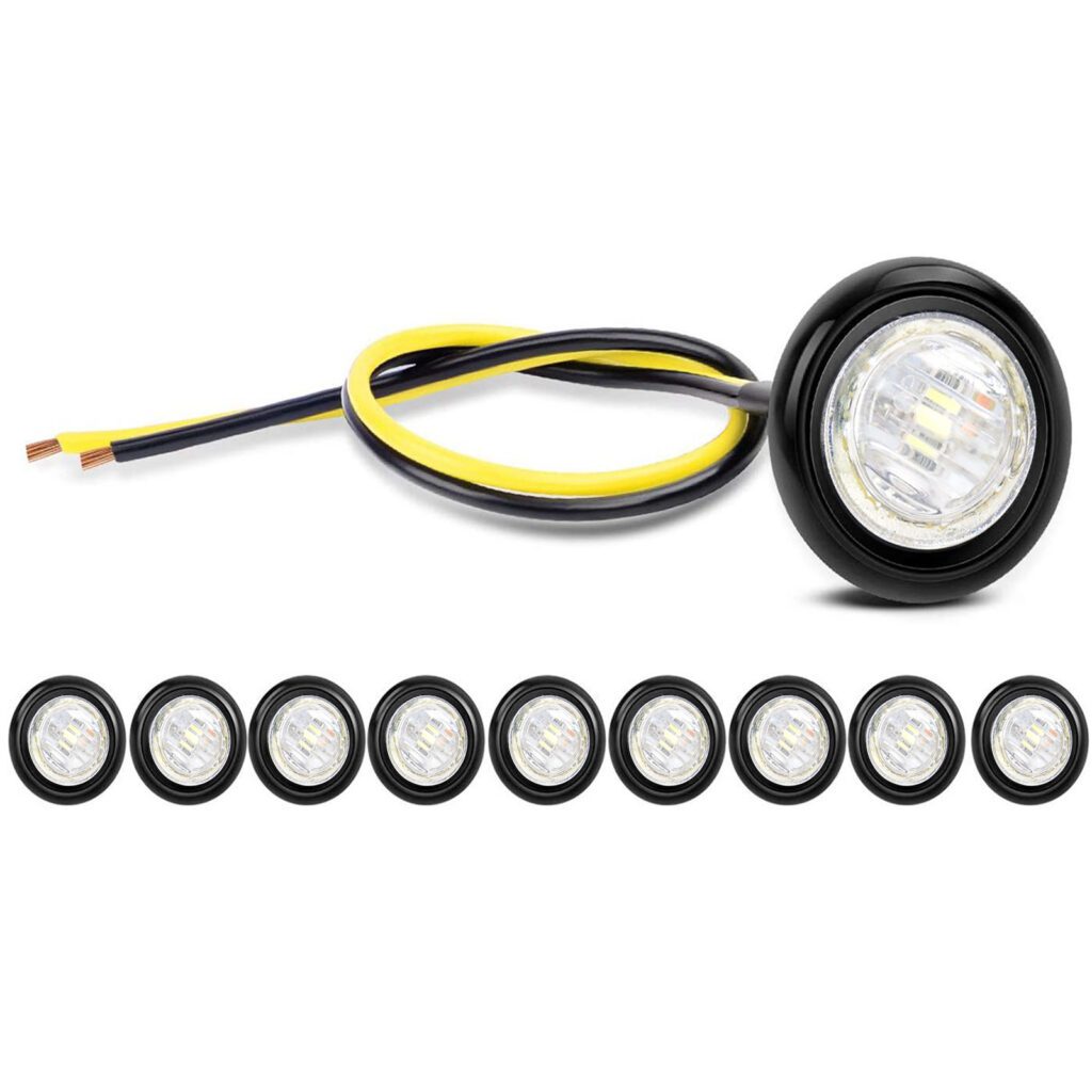 10pcs 3/4″ White Round LED Side Marker Clearance Lights Trailer Front ...